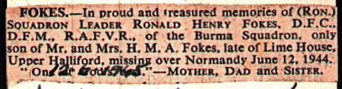 Battle of Britain London Monument - Sgt. R H Fokes